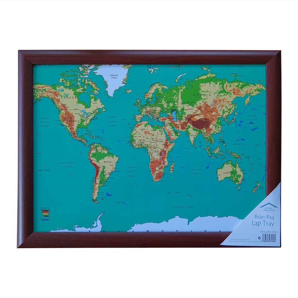 CUSHION PADDED WORLD MAP PORTABLE READING LAP TOP TRAY TABLE BREAKFAST ...