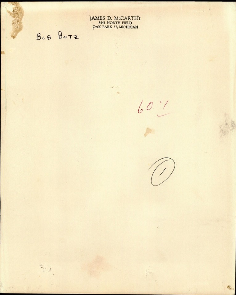 1960's Bob Botz 8x10 Original Photo - Used for J.D. McCarthy Postcard ...