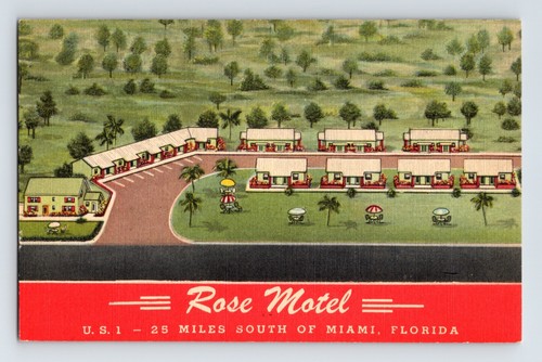 Postcard Florida Homestead FL Rose Motel Miami 1940s Unposted Linen | eBay