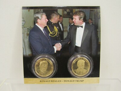 President Donald Trump & Ronald Reagan Commemorative Coin Set RNC Rare ...