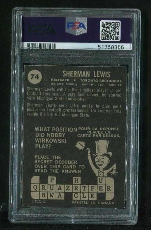 1964 Topps CFL 74 Sherman Lewis PSA 6 | eBay