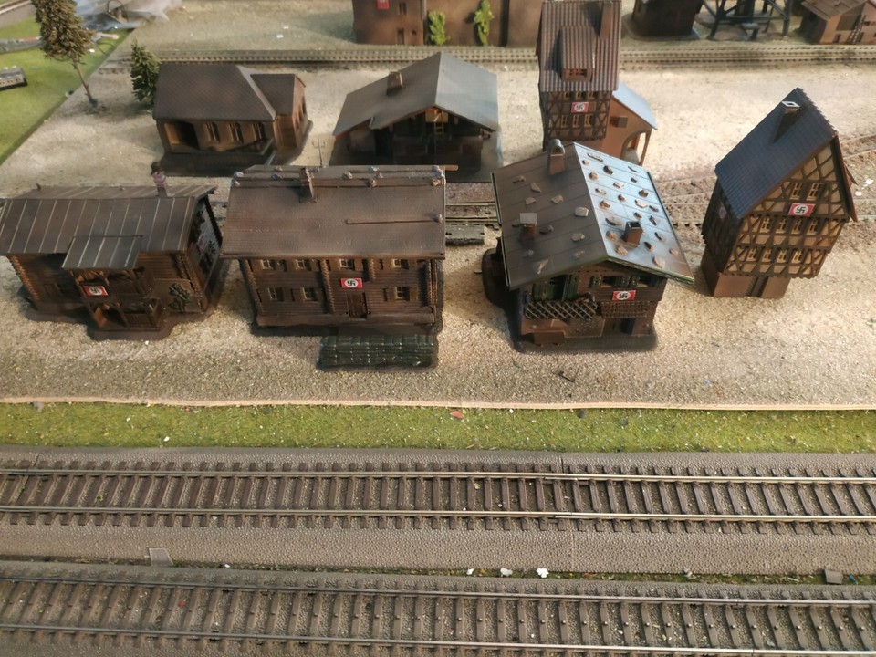 KIBRI, POLA, FALLER, SEVEN BUILDINGS FOR WWII MILITARY THEMES, SCALE HO ...