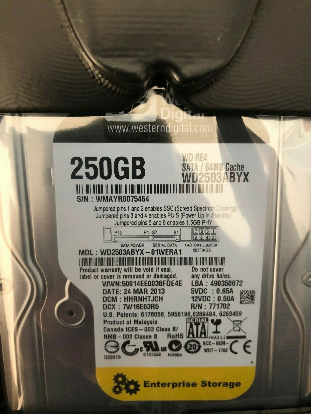 *New* Western Digital WD2503ABYX 250GB, 7200RPM, 3.5" SATA Internal ...