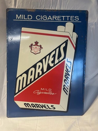 1950's Vintage Embossed MARVEL Mild Cigarette Metal Sign 14 .5 x 19.5 ...