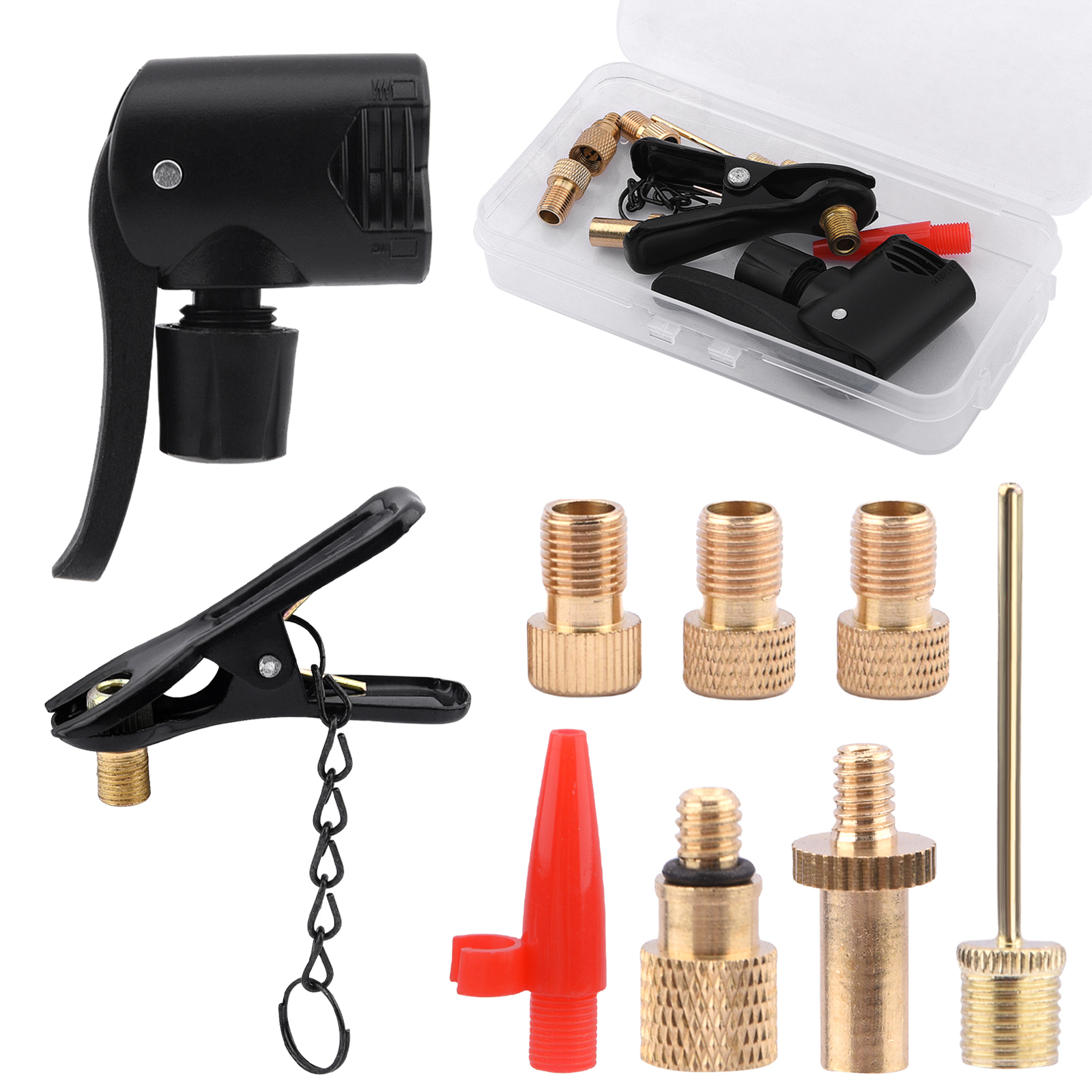 9pcs Bicycle Valve Adapter Set Pump Head Professional Car Football ...