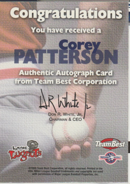 Corey Patterson 1999 Team Best rookie RC auto autograph card | eBay