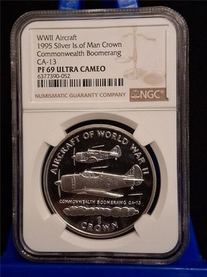 1995 WWII AIRCRAFT SILVER Crown Commonwealth Boomerang CA-13 NGC PF 69 ...
