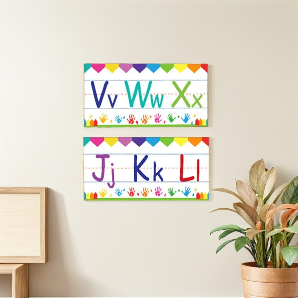 12 Pcs Alphabet Flash Cards Bulletin Board Strips Classroom ABC Posters ...