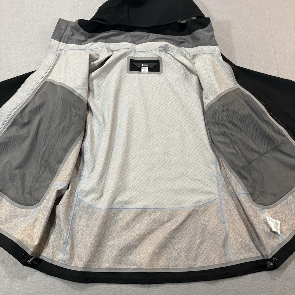 Rei Co Op Jacket Mens XL Black Full Zip Shell Peak 2.5L Waterproof ...