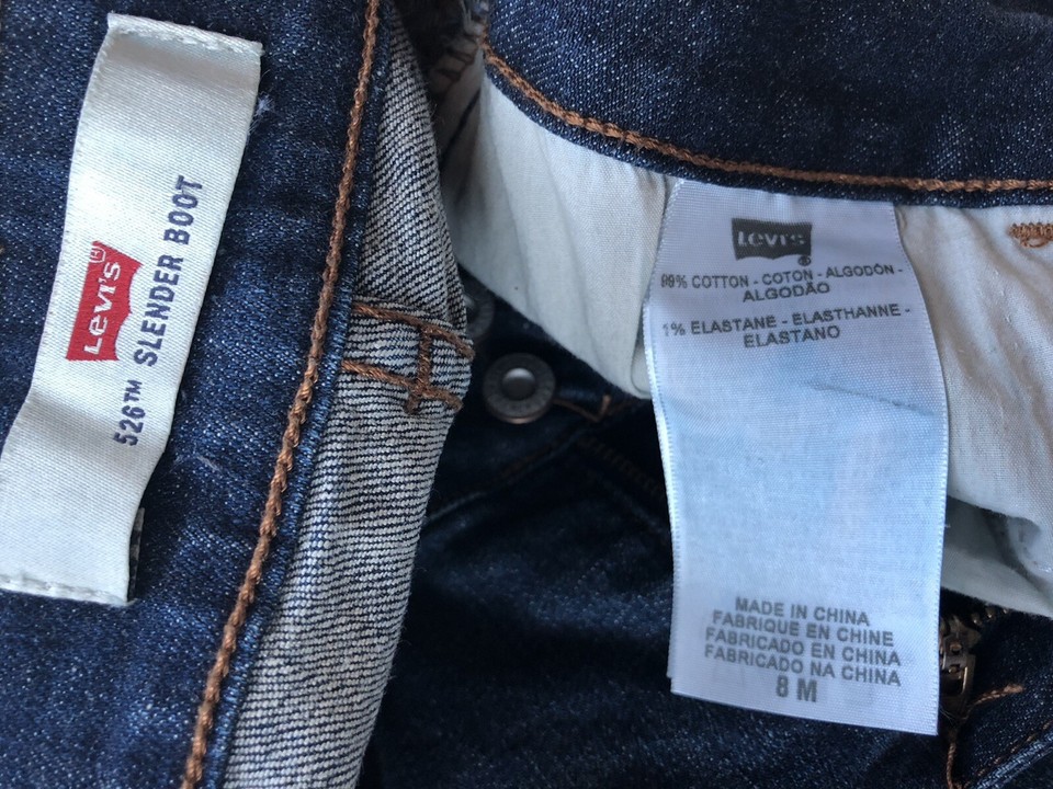 Levis 526 Slender Boot Cut Jeans Womens Size 8 31 x 32.5 Stretch Flap ...