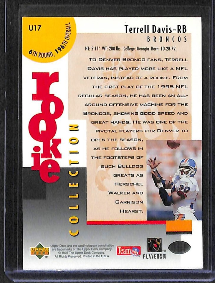 1995 Upper Deck Collectors Choice Rookie Gold #U17 Terrell Davis | eBay