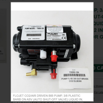 FLOJET CO2/AIR DRIVEN BIB PUMP, 3/8 PLASTIC BARB ON ASV (AUTO SHUT-OFF ...