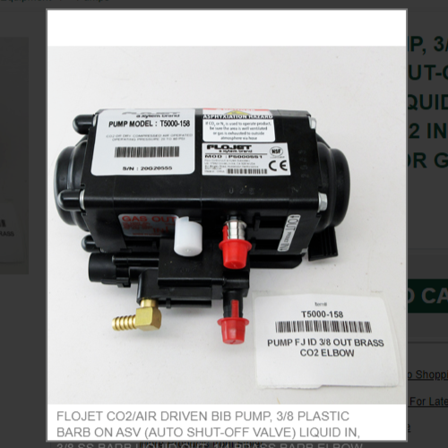 FLOJET CO2/AIR DRIVEN BIB PUMP, 3/8 PLASTIC BARB ON ASV (AUTO SHUT-OFF ...