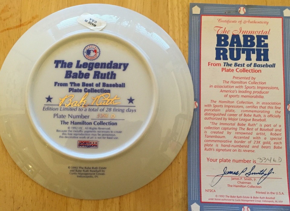 Babe Ruth “The Immortal Babe Ruth” NY Yankees- Plate by The Hamilton ...