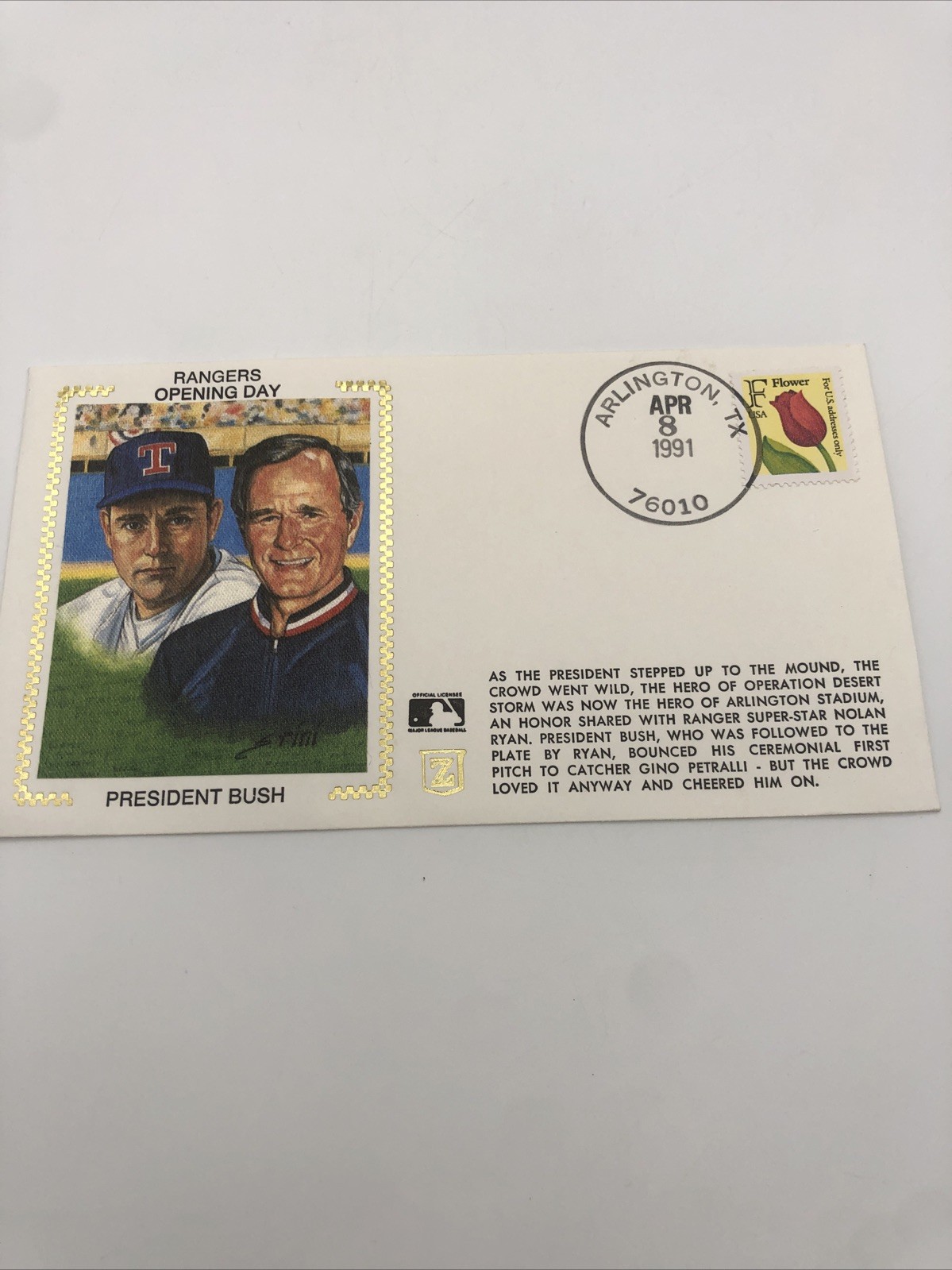 Texas Rangers Opening Day President Bush Nolan Ryan Envelope | eBay