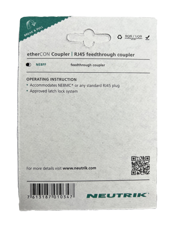 Genuine Neutrik NE8FF Adapter EtherCON RJ45 CAT5/ CAT6 Feed-Thru ...