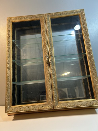 Bombay Company Ornate Wall Cabinet, Glass Shelves 22”x25” Regency Style ...