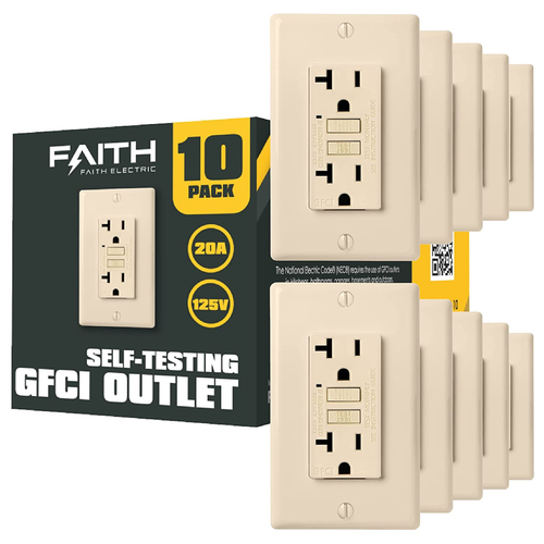 [10-Pack] 20A GFCI Outlets, Non-Tamper-Resistant GFI Duplex Receptacles ...