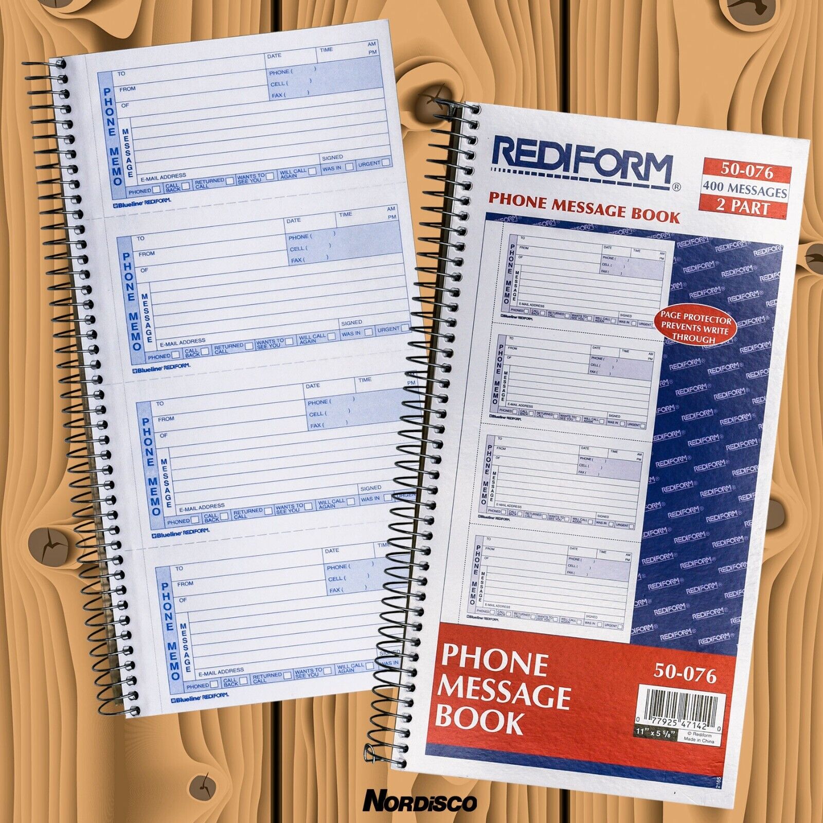 Rediform 50-076 Phone Message Book, 2-Part, 400 Messages, 11 x 5-5/8 ...