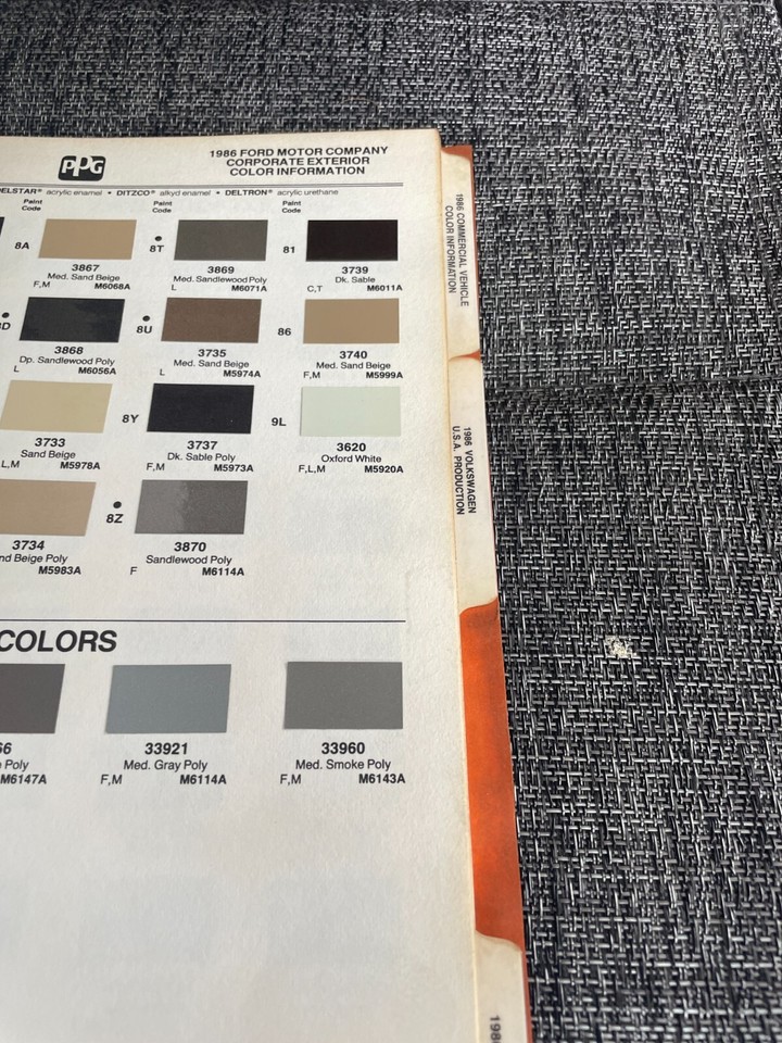 1986 PPG Corporate Color Information Paint Chips Book | eBay