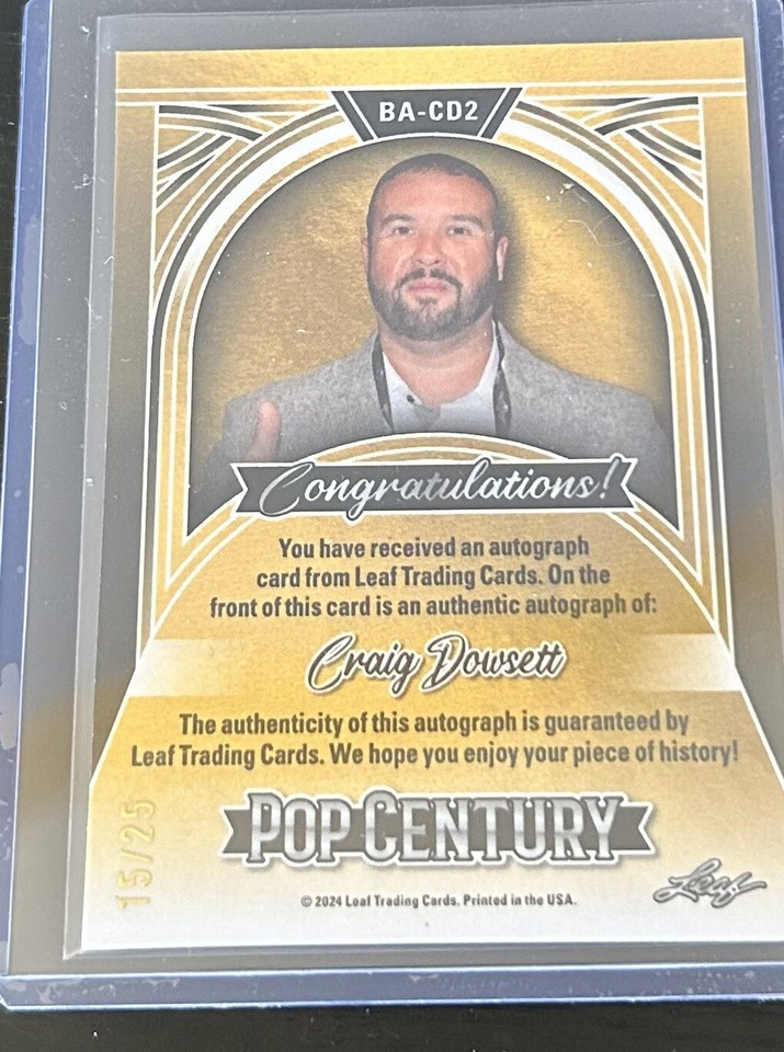 🔥 2024 Leaf Pop Century, Craig David Dowsett #15/25 Autograph, Winnie ...
