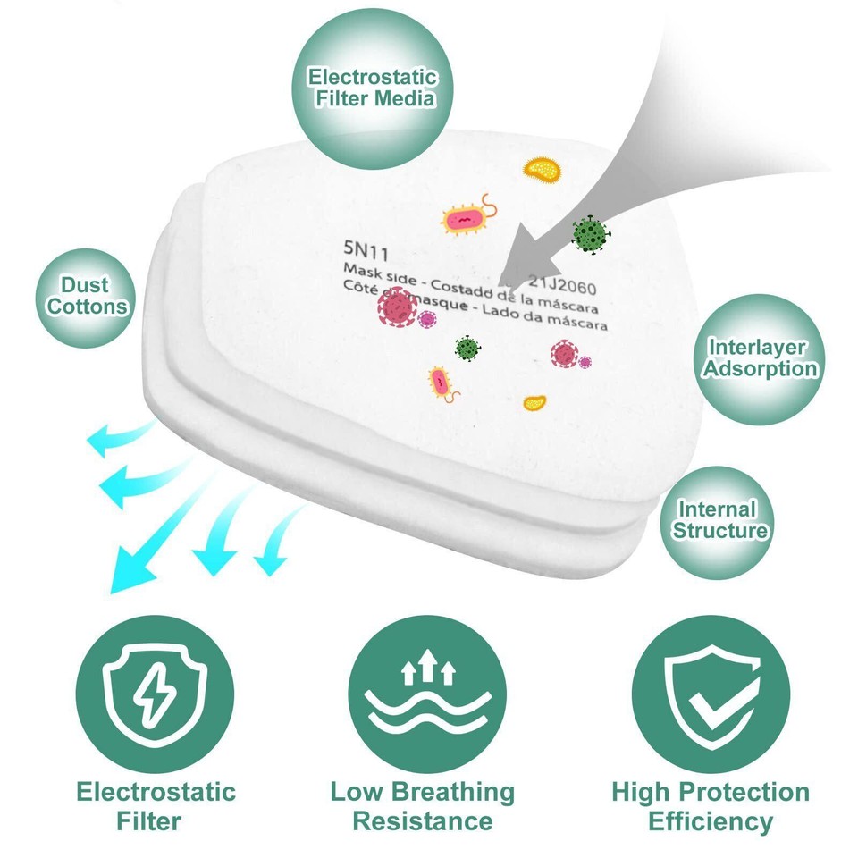 10/20/50Pcs 5N11 Cotton Filter Replacement For 6200 6800 7502 ...