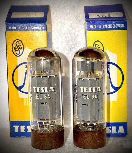Current Matched Pair Brown Base TESLA EL34 Tubes TV7 Tested (In ...