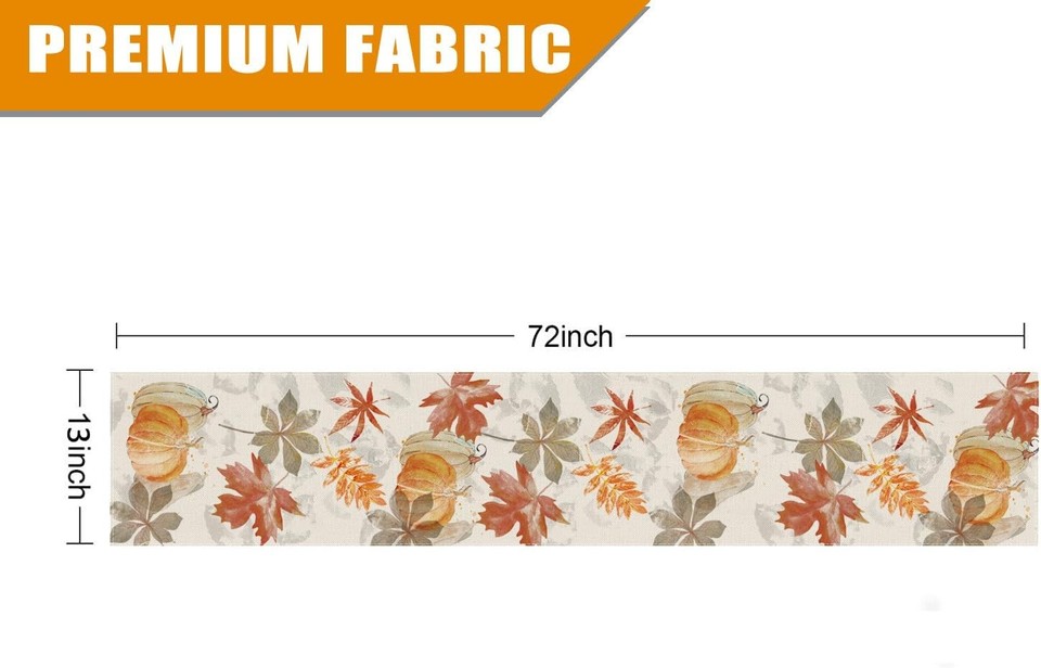 Fall Table Runner Pumpkin Maple 13'' x 72'', 13'' X 72'' | eBay