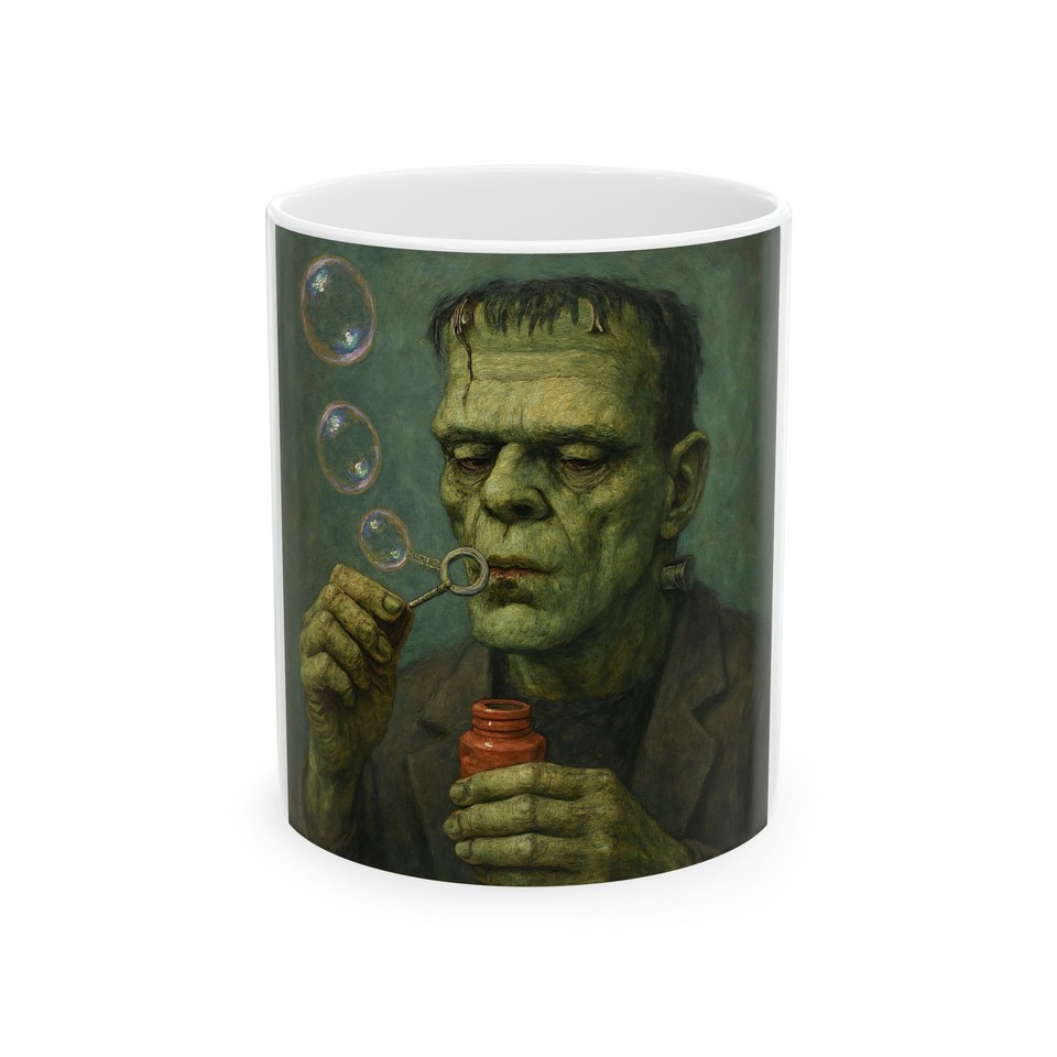 Frankenstein Bubble Blowing Ceramic Mug, Quirky Halloween Gift Monster ...