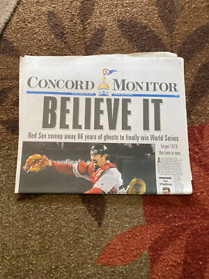 Boston Red Sox 2004 World Series Newspaper Concord Monitor October 28 ...