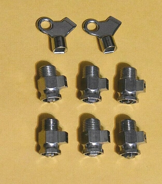 6 Radiator Nickel Plated Brass Air Vent Bleeder Coin Valves 1/8" MIP ...