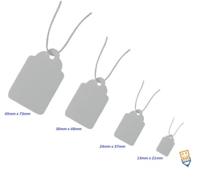 WHITE TAGS STRING Craft Gift Present Label CHRISTMAS BIRTHDAY Small ...