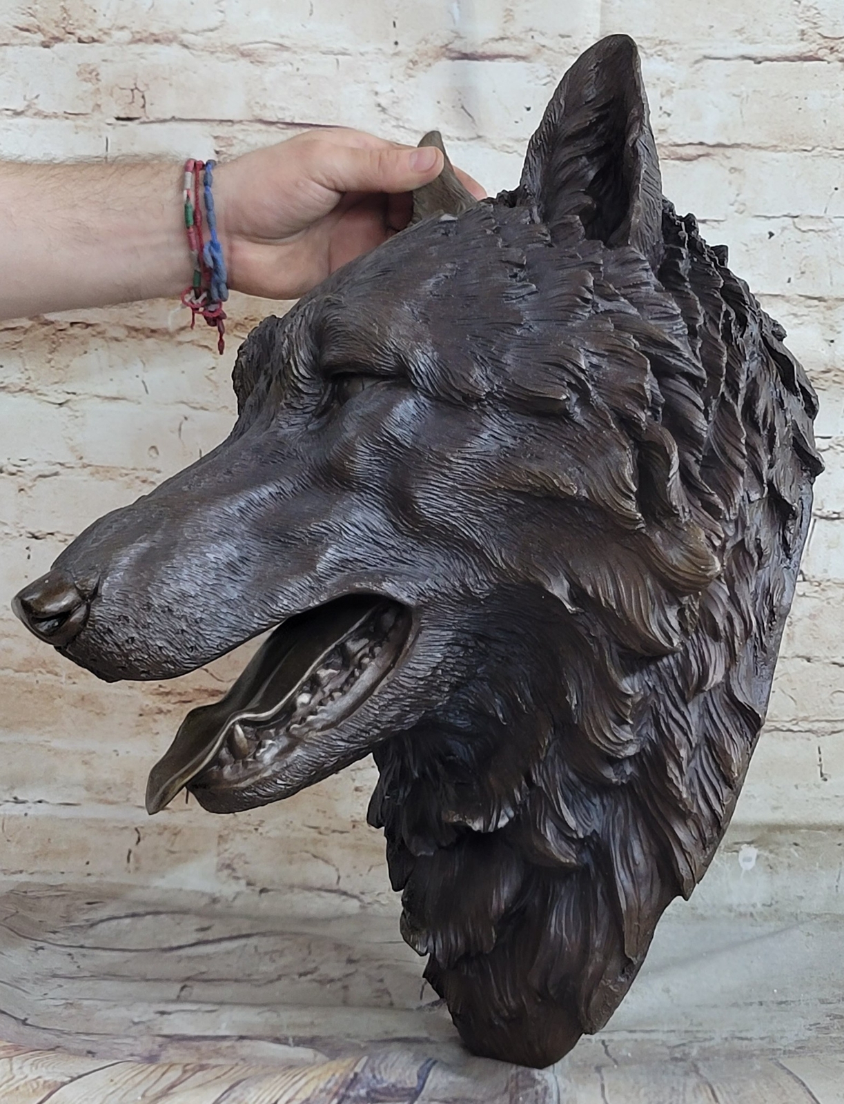 Western Pure Bronze Copper Wolf Head Animal Wall Hanging Decoration ...