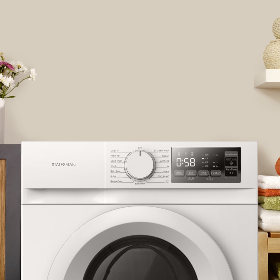 Statesman FWM1914W Washing Machine 1400rpm, 9kg Load Capacity, FWM1914W ...