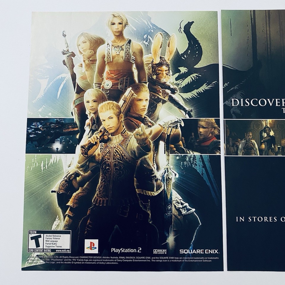 Final Fantasy XII PS2 Game PlayStation Promo Poster 2000s Rare Print Ad ...