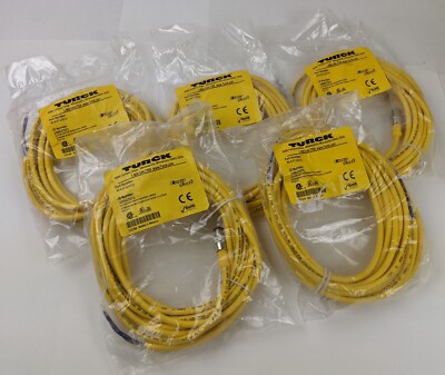Turck Cordset 4Pin M12 Male Straight Connector 5m Yellow PVC RS 4.4T-5 ...