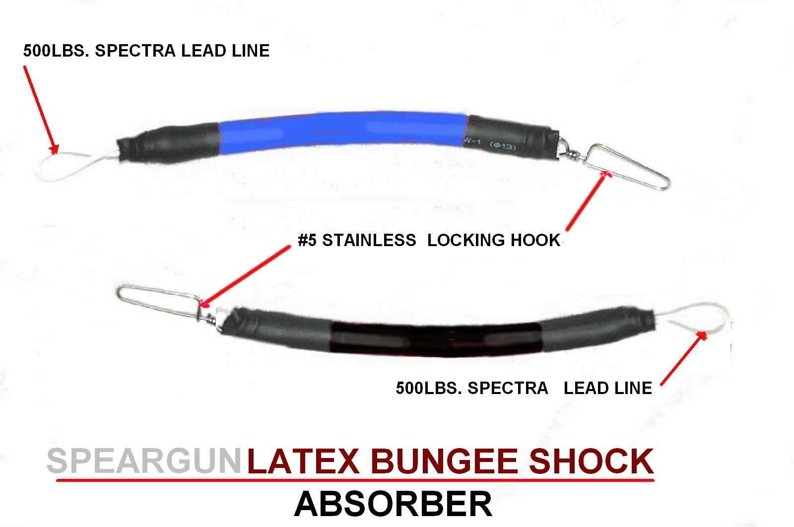 2 (pieces) SPEARGUN SHOCK ABSORBER BUNGEE WITH SPECTRA CORD w/ Lock ...