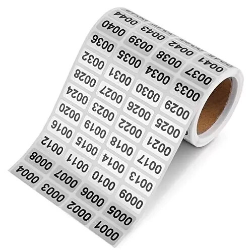0001-2000 Inventory Number Sticker Labels Self Adhesive Waterproof ...