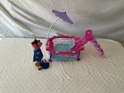 Barbie Glam Pool-Slide Umbrella & Water Slide, Swimsuit Set. Complete ...