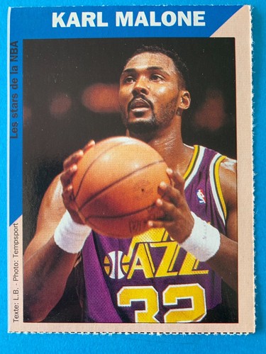NBA STAR BASKET BALL ROOKIE CARD 1992 KARL MALONE UTAH JAZZ FRENCH ...