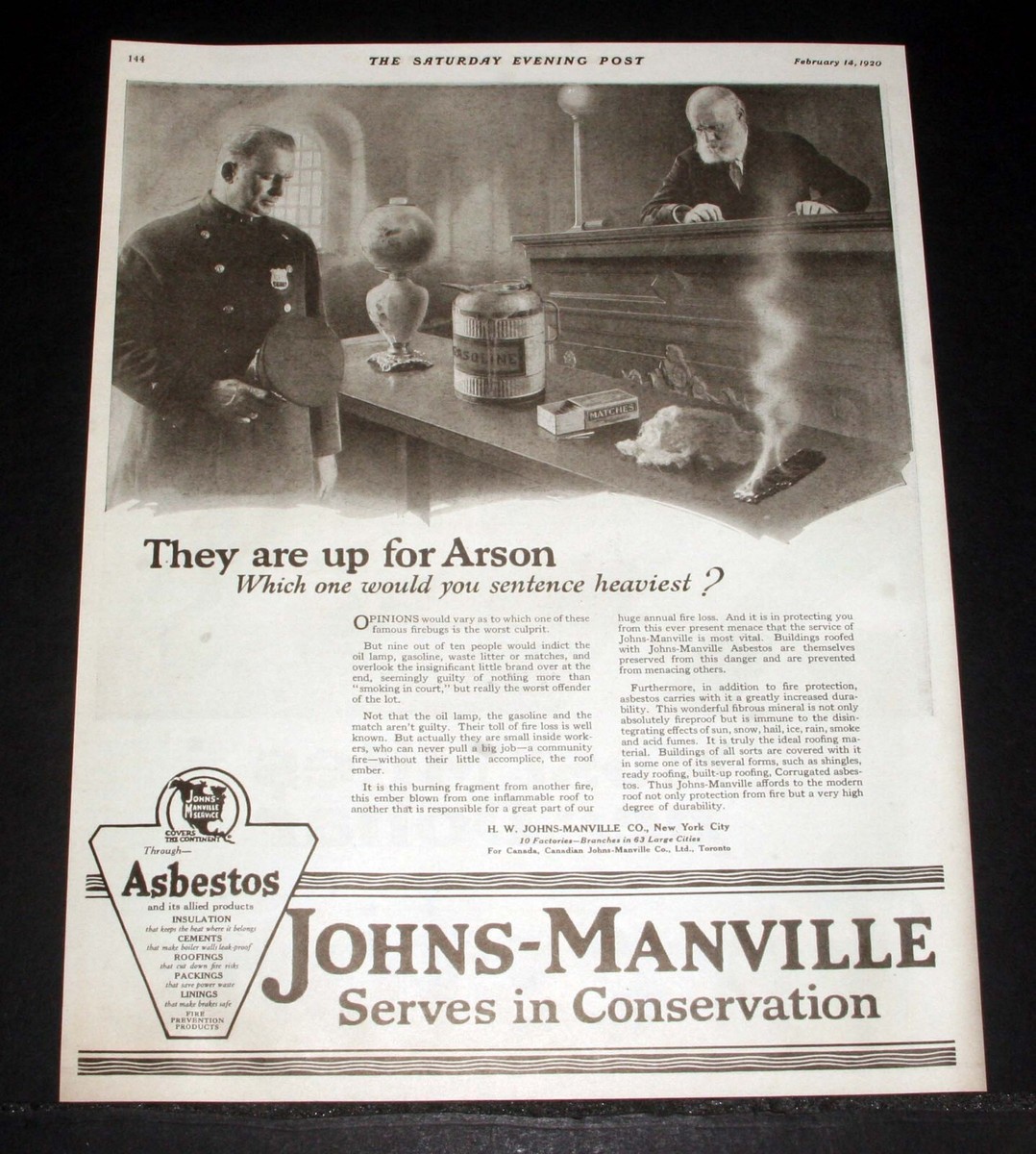 Vintage Asbestos Advertising 1926 Johns Manville Asbestos Shingles Ad
