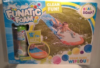 Funatic Foam Slip & Slide Wipeout 16 Ft W/ Built In Sprinklers plus ...