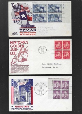 US FDC FIRST DAY COVERS 1940 'S PLATE BLOCKS COLLECTION LOT OF 15 | eBay