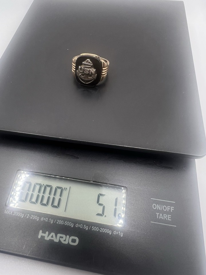 WW2 Vintage US NAVY Signet Ring 10KT Gold With Black Onyx Anchor Signet ...