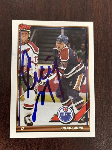 1991-92 Topps #479 Craig Muni Edmonton Oilers Signed Autograph AUTO | eBay
