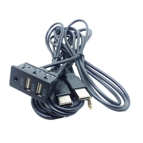 1.5M Car Auto AUX Dual USB Phone Charging Dashboard Mounted Extension ...