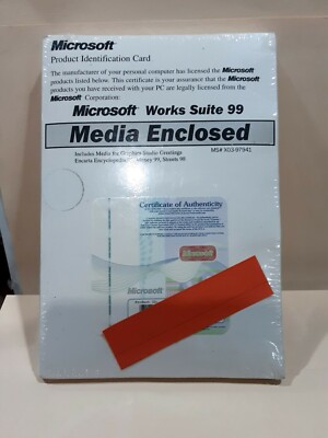 Microsoft Works Suite 99 Media Enclosed . Product Identification Card ...