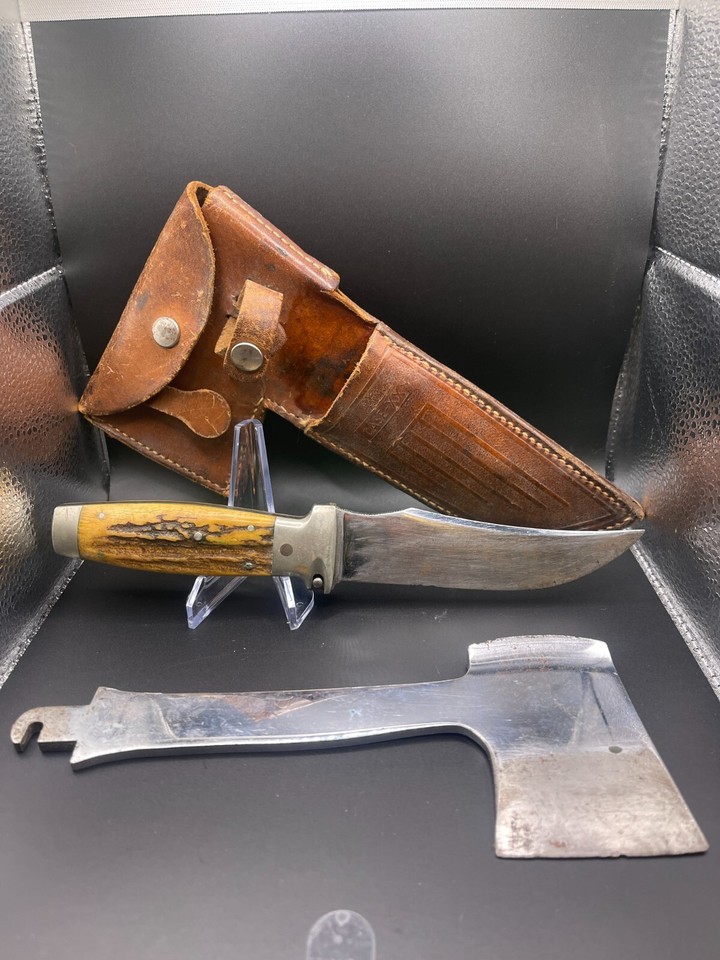 1935 Case Tested XX Interchangeable Steel Hatchet/Knife w/ Stag Handle ...