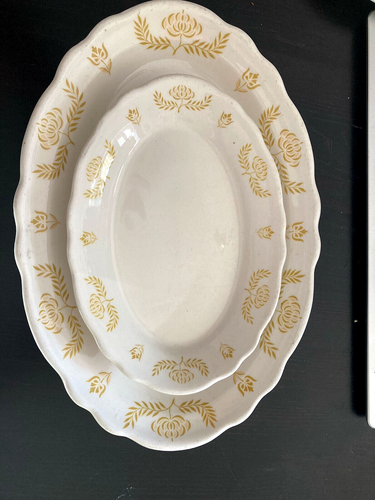 Pair Marriott HOT SHOPPES Oval Plates 12" and 8" Two Different Eras EUC ...