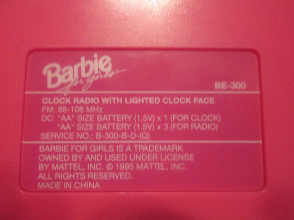 Barbie Clock Radio Mattel BE-300 1995 | eBay